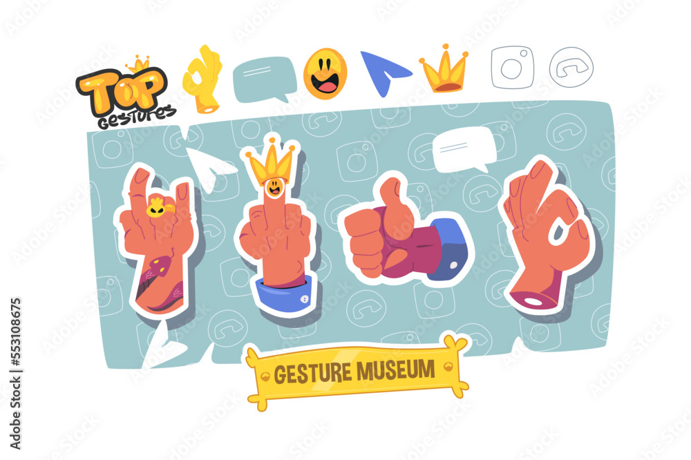 Cartoon male hands with different gesture set Stock Vector | Adobe Stock
