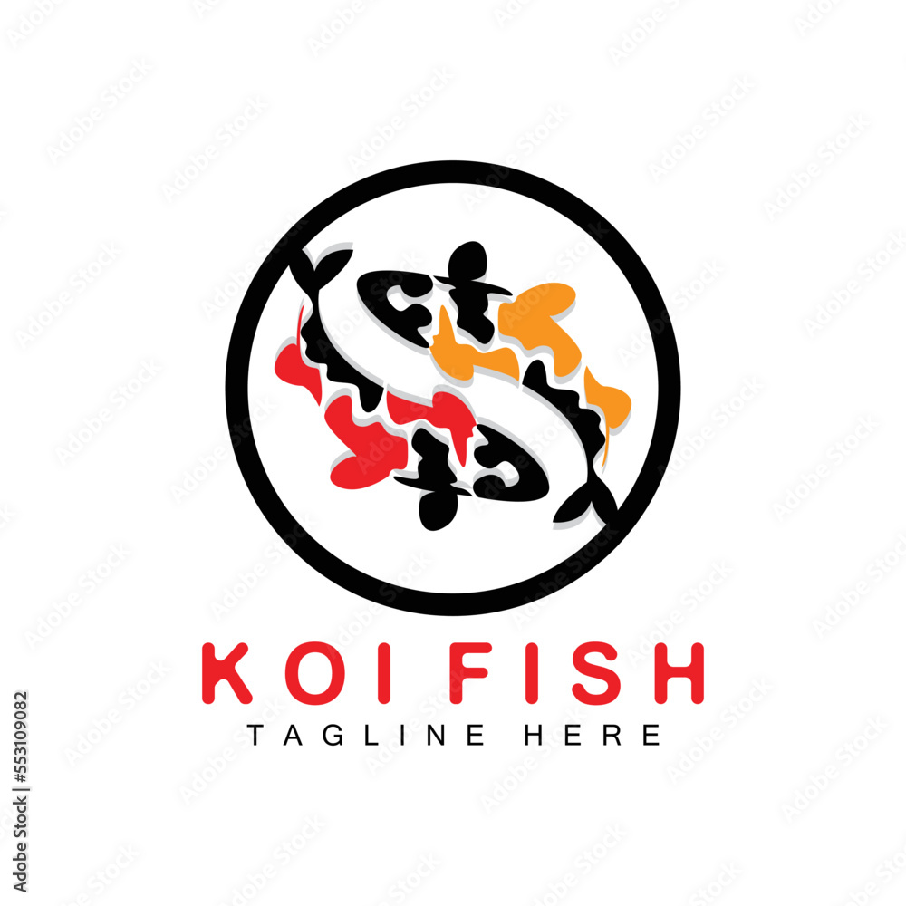 Koi Fish Logo Design, Chinese Lucky And Triumph Ornamental Fish Vector ...
