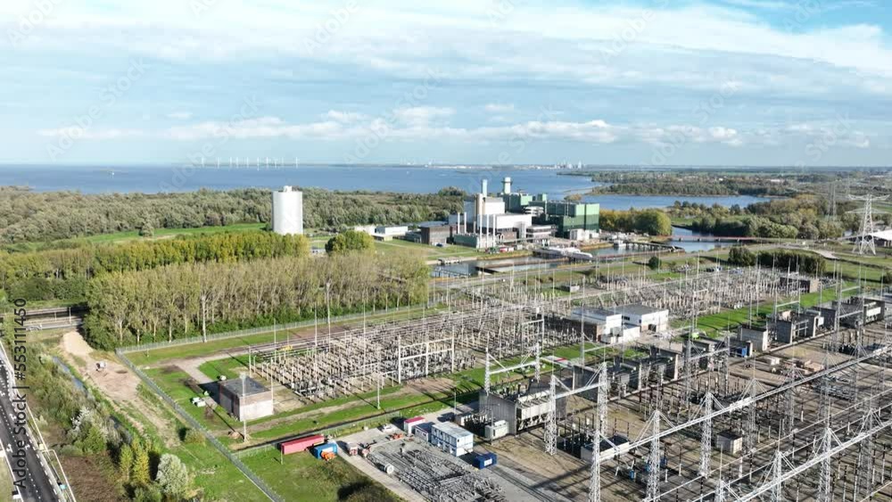 Electricity power plant facility. Generation of energy for households ...