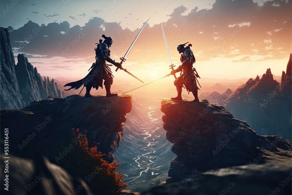 Two Warriors Fighting Stock イラスト | Adobe Stock