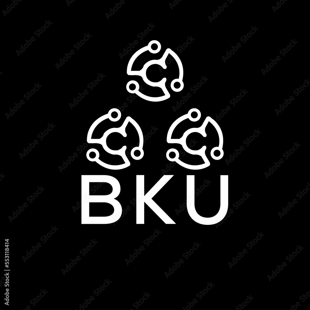 BKU letter logo. BKU best black background vector image. BKU Monogram ...
