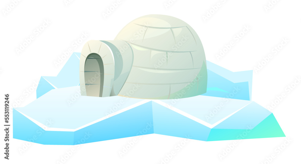 Snow igloo house on ice. Dwelling of northern nomadic peoples in Arctic ...