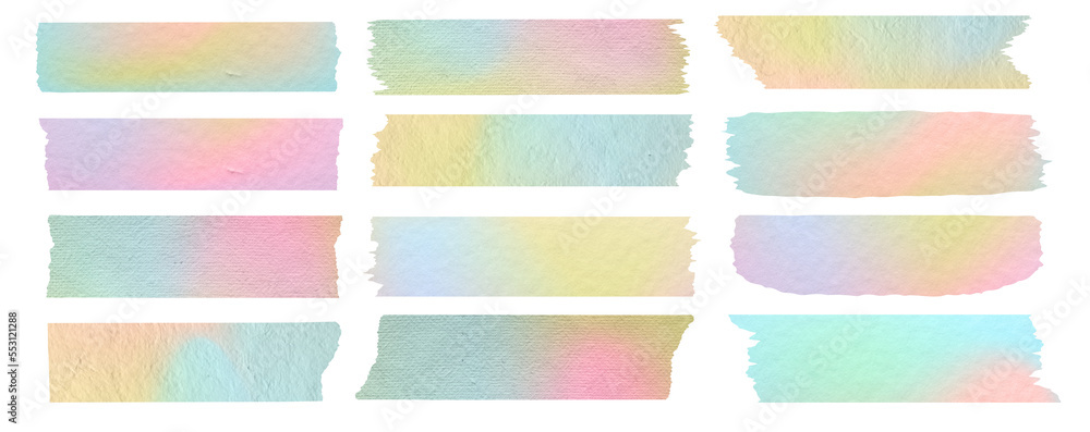 Torn Stickers tape paper pastel colors, Mock up blank banners tags ...