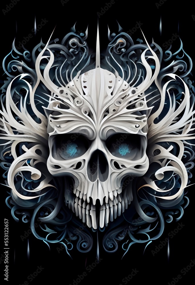 Generative AI abstract render of a human skull Stock Illustration ...