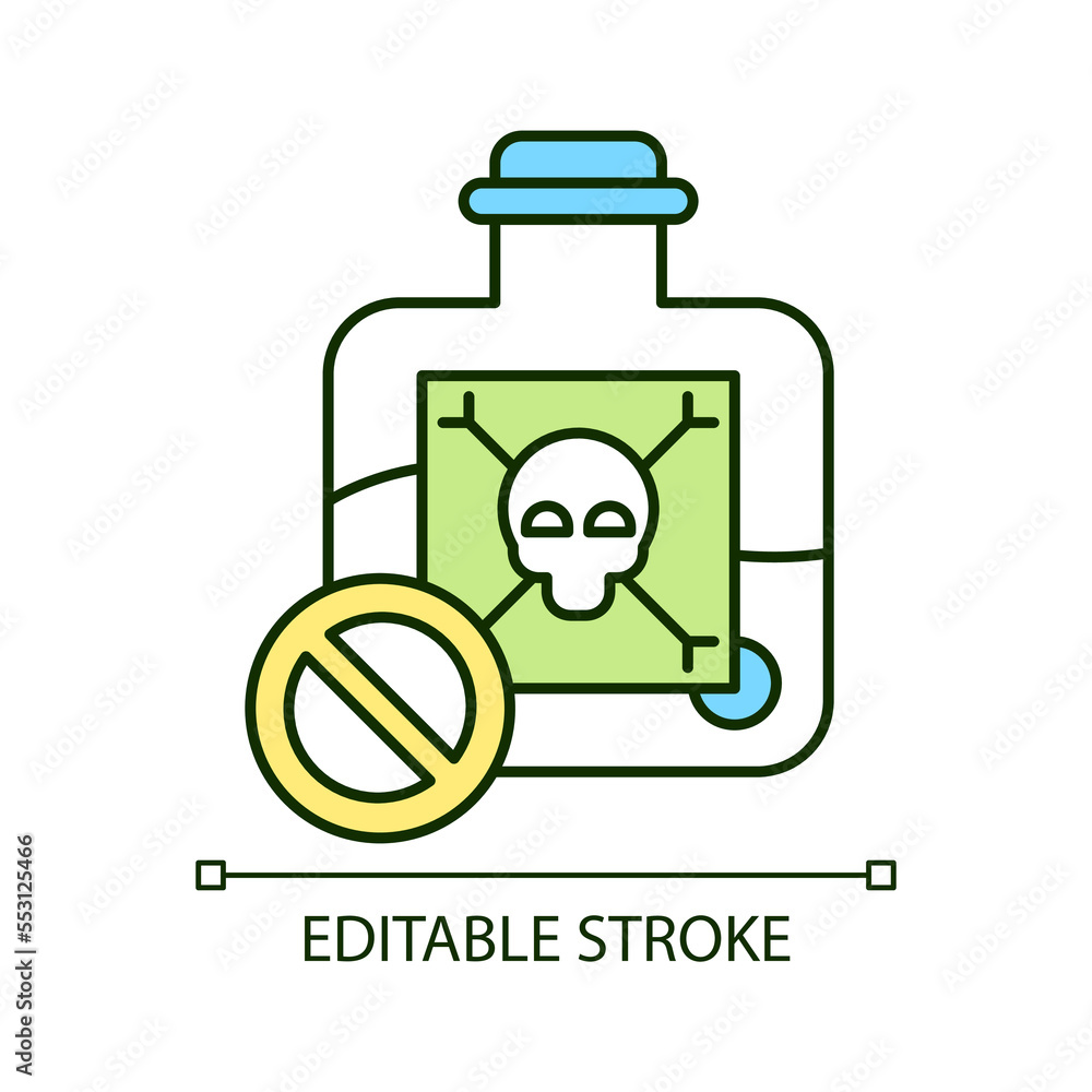 Poison liquid RGB color icon. Toxic bottle. Danger warning. Hazardous ...