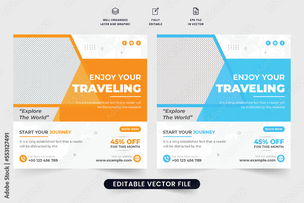 Tour and trip planner agency business promotion template for social ...