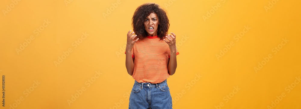 Woman going out of control feeling sick and tired ready to show rage ...