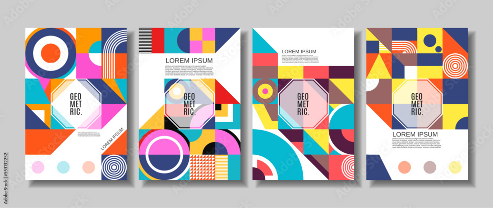 Bundle set, four geometric background designs, with cover sizes, Free ...