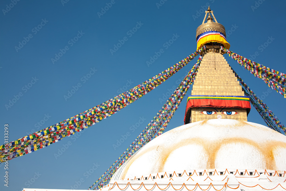 Boudhanath Stupa also known as Bouddha Stupa in Kathmandu, its massive ...