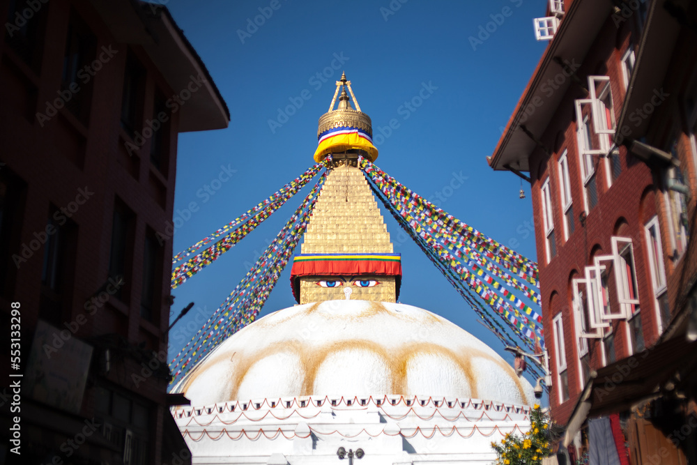 Boudhanath Stupa also known as Bouddha Stupa in Kathmandu, its massive ...