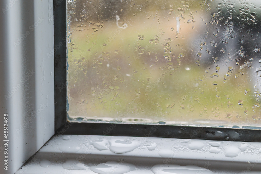 condensation on windows fogging of windows dampness Stock Photo | Adobe ...