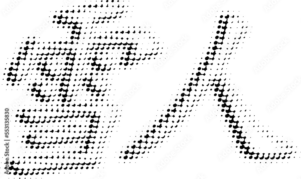 Halftone polka dot or spotted lettering in Chinese "snowman ...