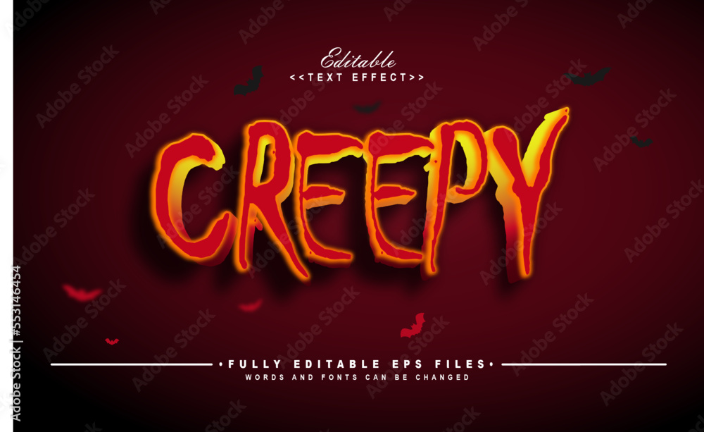 editable creepy text effect.logo text Stock Vector | Adobe Stock