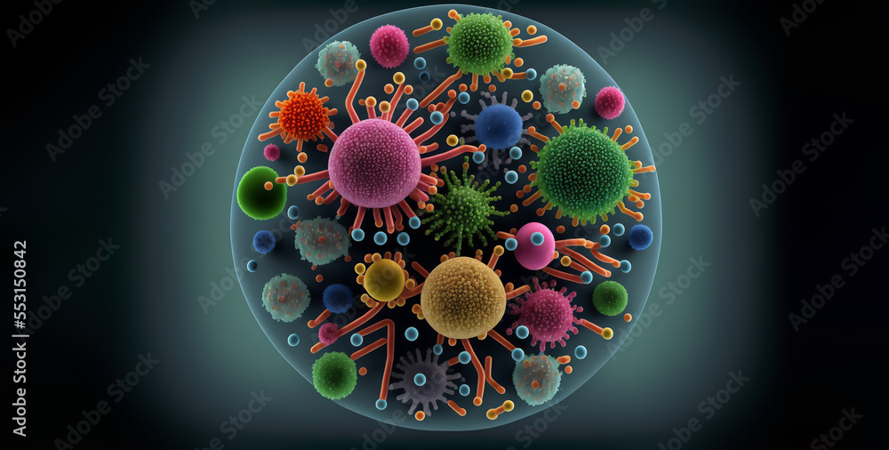 Antibiotics resistant concept with different bacteria and other ...