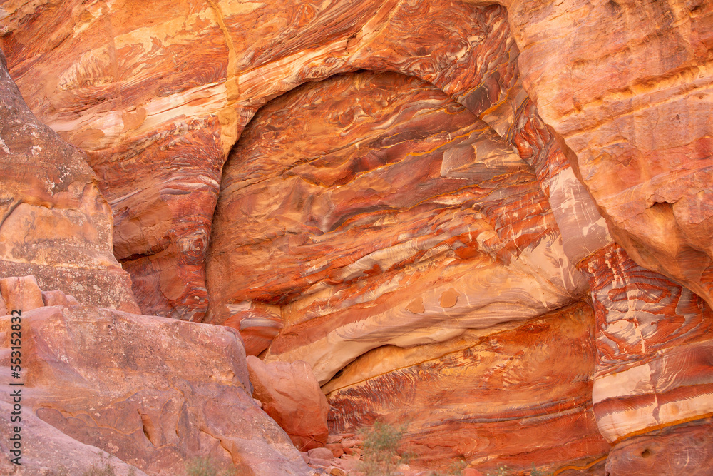 Multi-colored sandstone rock and mineral layers in ancient tombs of ...