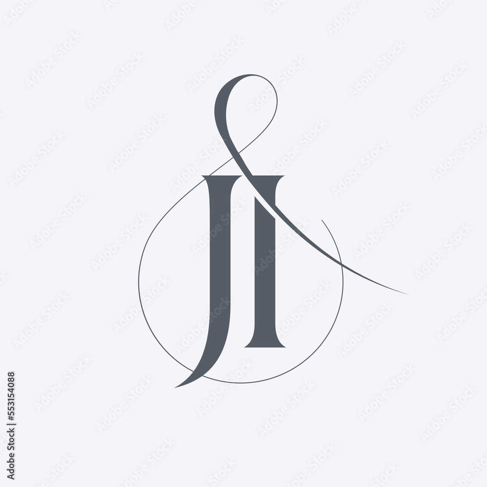 JI monogram logo signature icon.Alphabet initials isolated on light ...