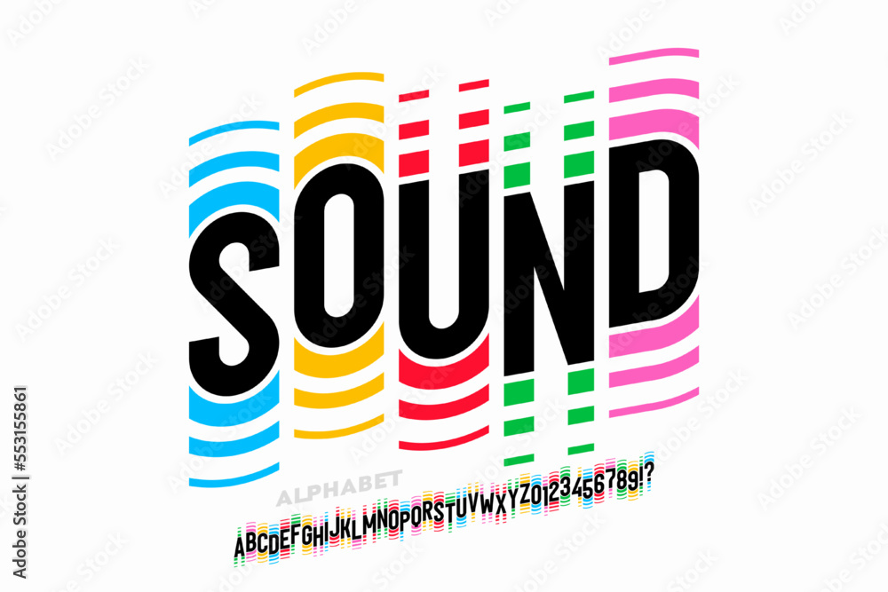 Sound wave rhythm font design, alphabet letters and numbers vector ...