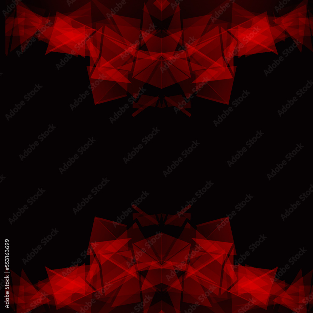 Black abstract banner background with red color polgons. Dark deep ...