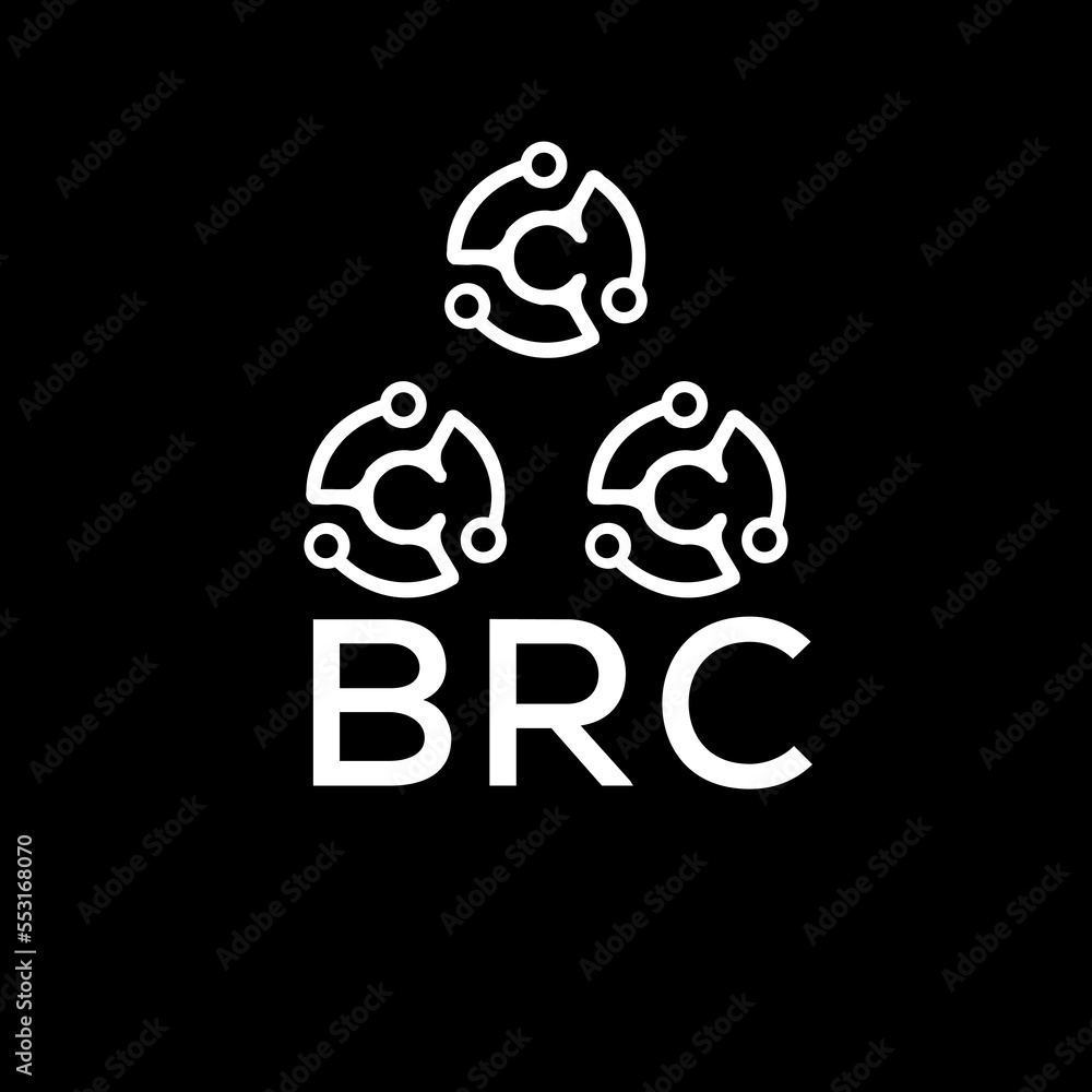 BRC letter logo. BRC best black background vector image. BRC Monogram ...