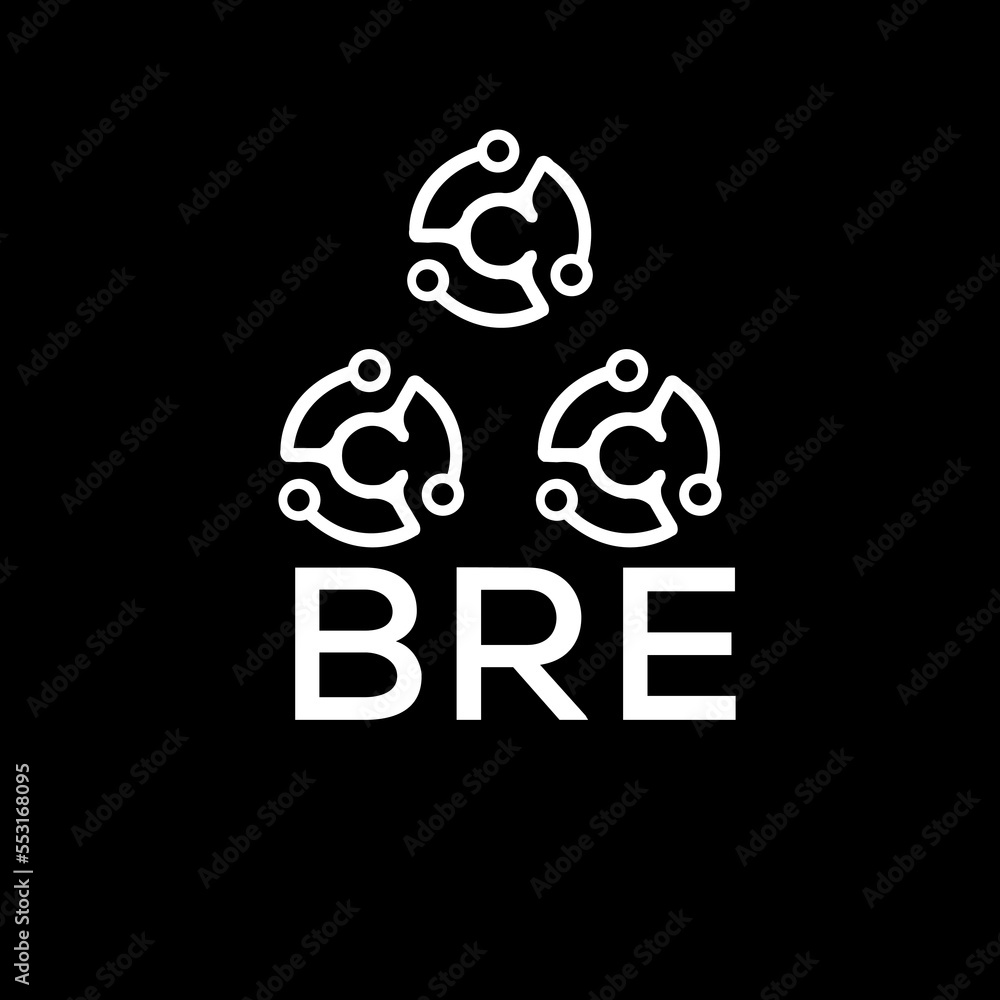 BRE letter logo. BRE best black background vector image. BRE Monogram ...