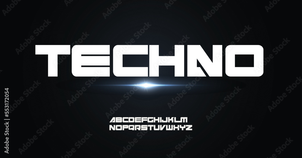 TECHNO, Futurism style alphabet. Thin segment line font, minimalist ...