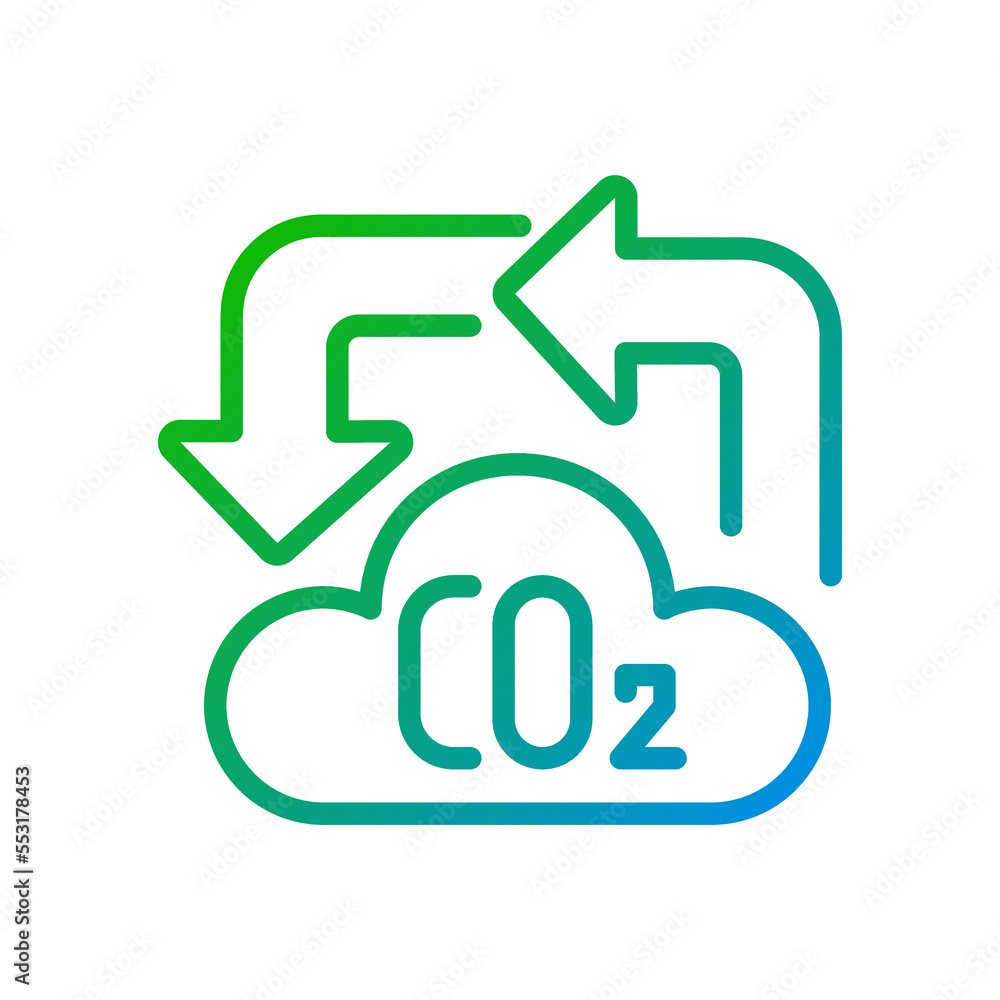 Carbon cycle pixel perfect gradient linear vector icon. Reduce ...