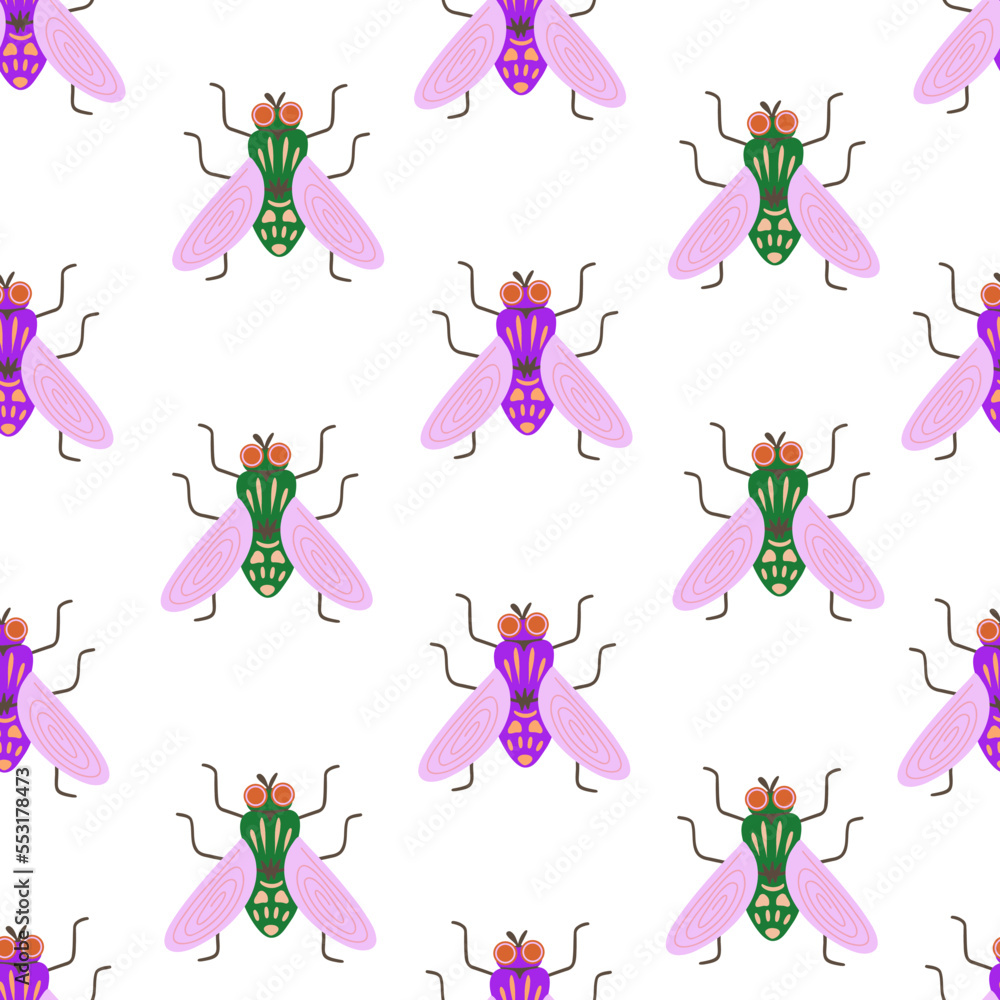 Fly insect, tsetse fly seamless pattern. Vector Illustration for ...