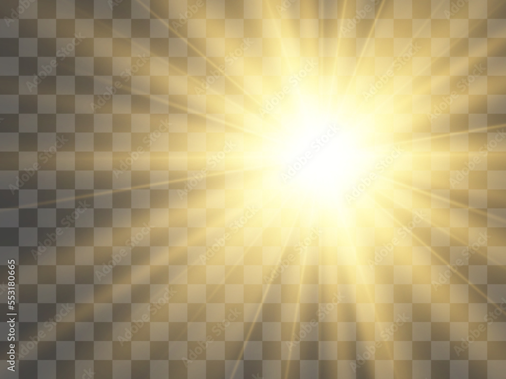 Bright beautiful star.Illustration of a light effect on a transparent ...