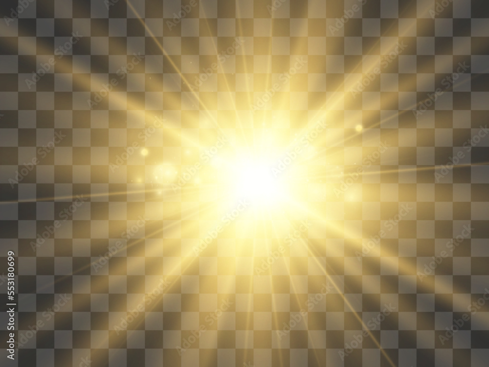 Bright beautiful star.Illustration of a light effect on a transparent ...