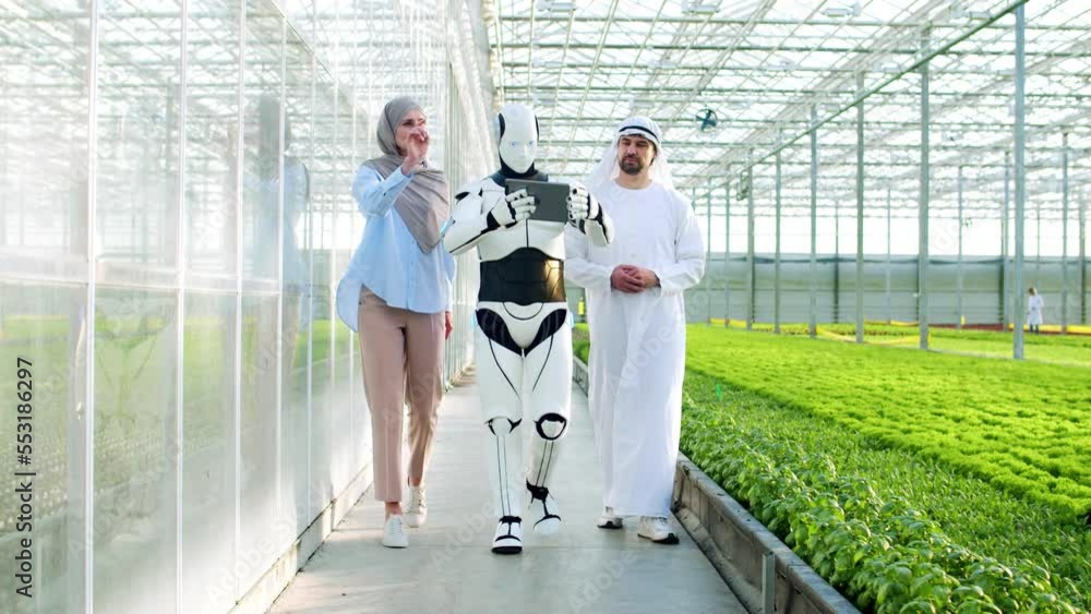 Vídeo do Stock: Arab successful businessman walking and muslim wife in ...