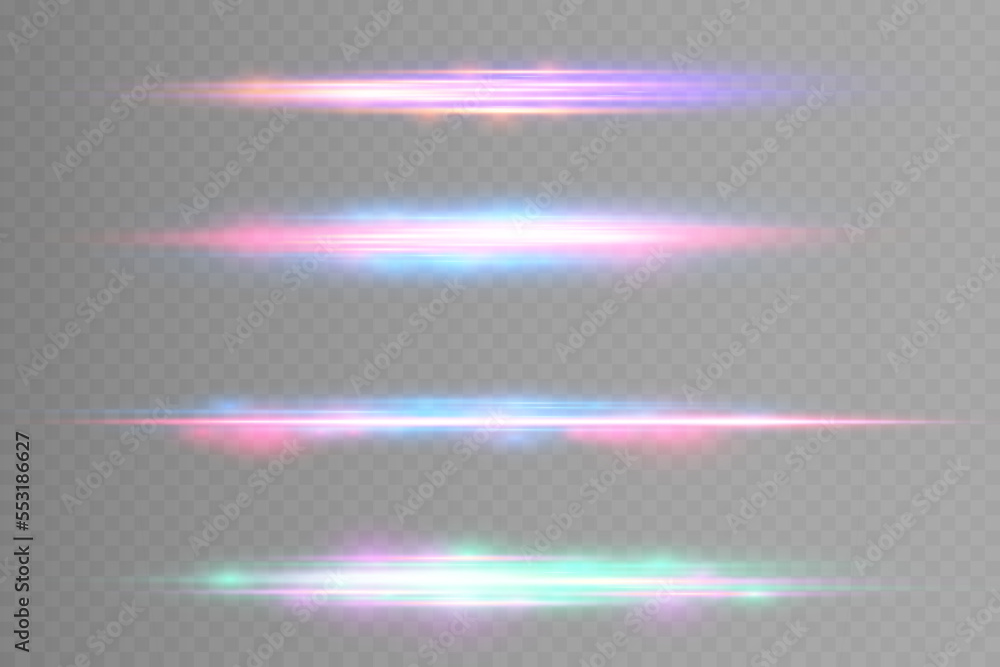 Light effects set of light lines isolated on transparent background ...
