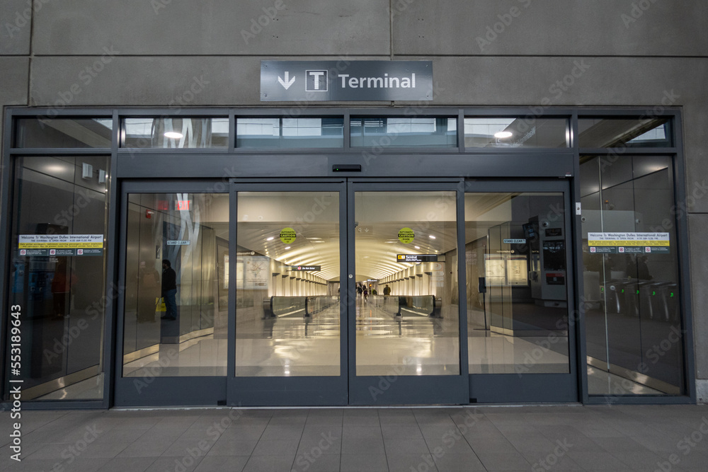 Washington DC, Dulles Airport, USA The interior of the new Dulles Metro ...