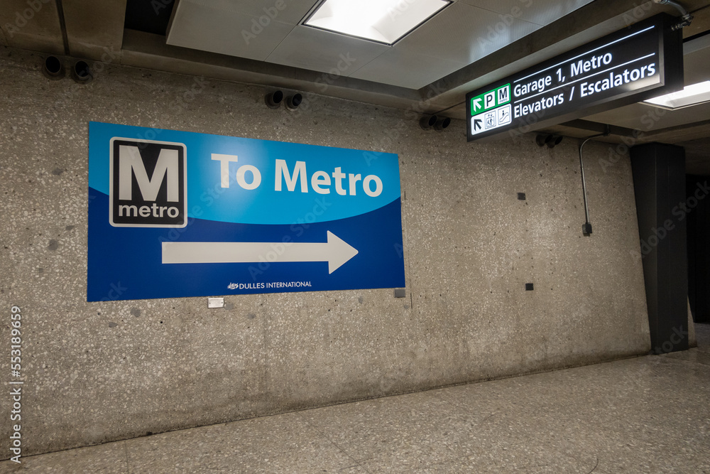 Washington DC, Dulles Airport, USA The interior of the new Dulles Metro ...