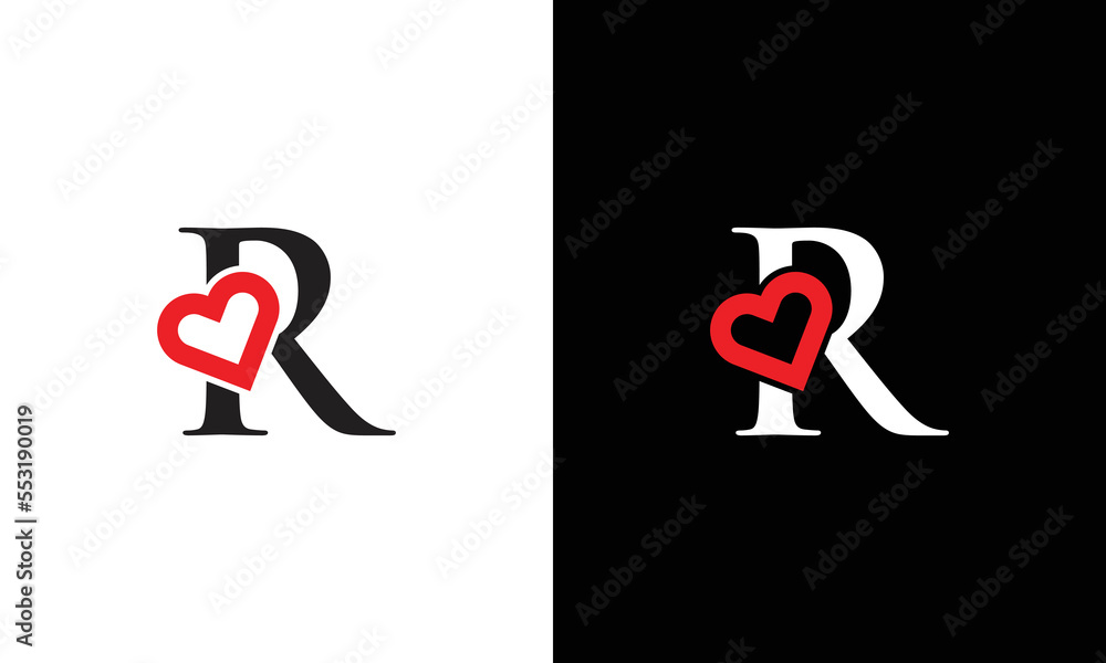 Logo Heart Letter R. Beautiful vector love logo design. R love outline ...