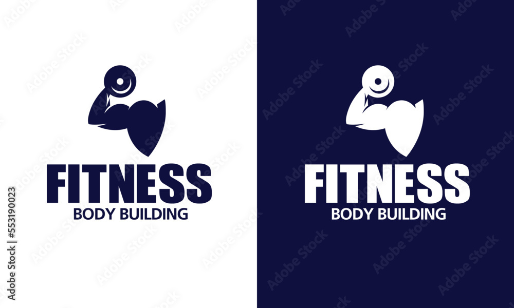 Fitness gym bodybuilding workout logo design Stock Vector | Adobe Stock