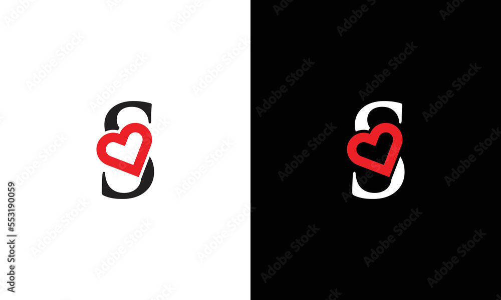 Logo Heart Letter S. Beautiful vector love logo design. S love outline ...