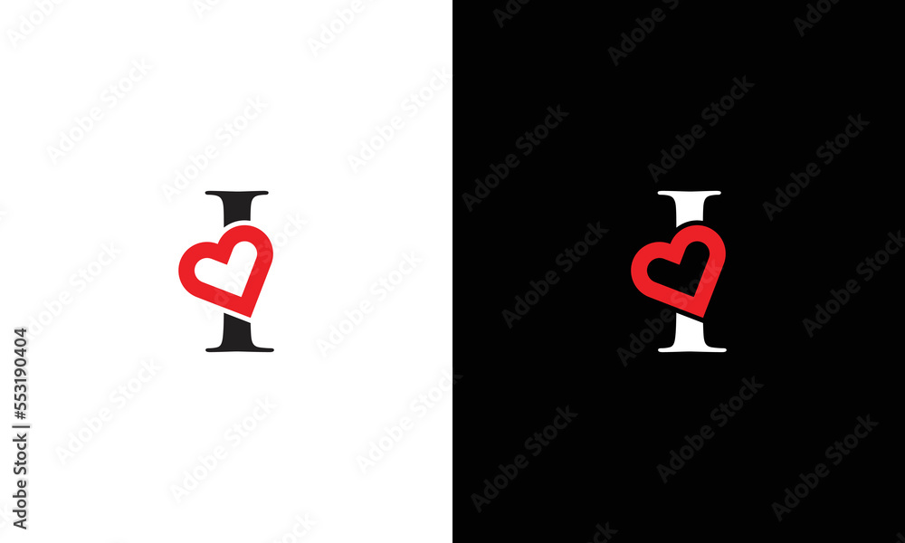 Logo Heart Letter I. Beautiful vector love logo design. I love outline ...