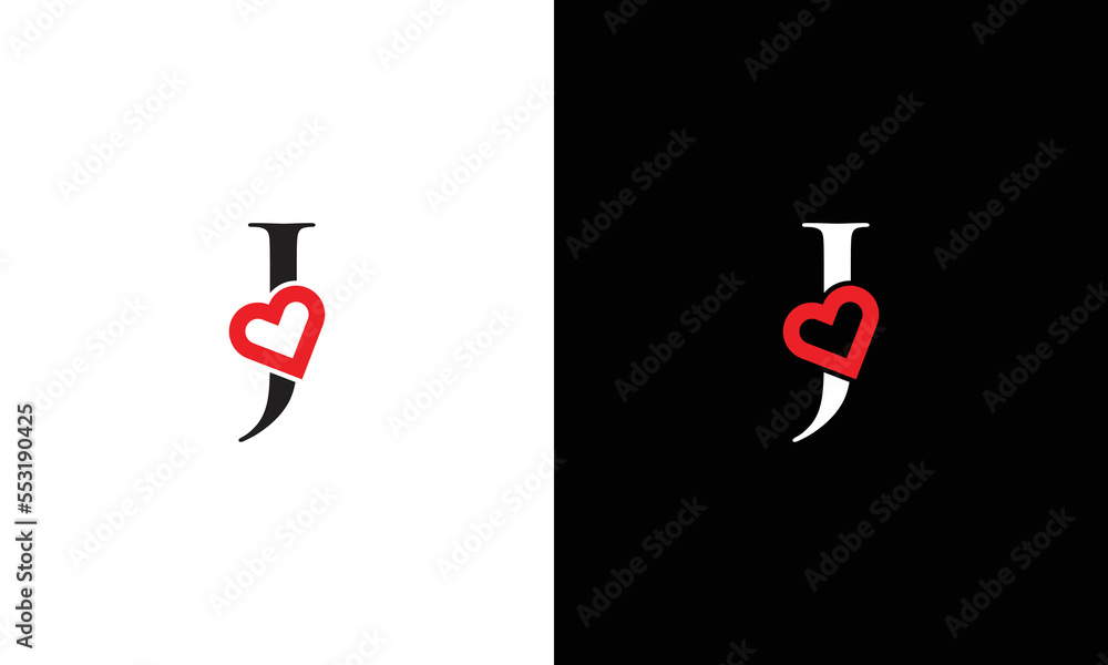 Logo Heart Letter J. Beautiful vector love logo design. J love outline ...