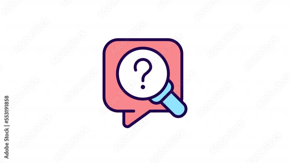 Animated research color icon. Looking for info. Question mark and ...