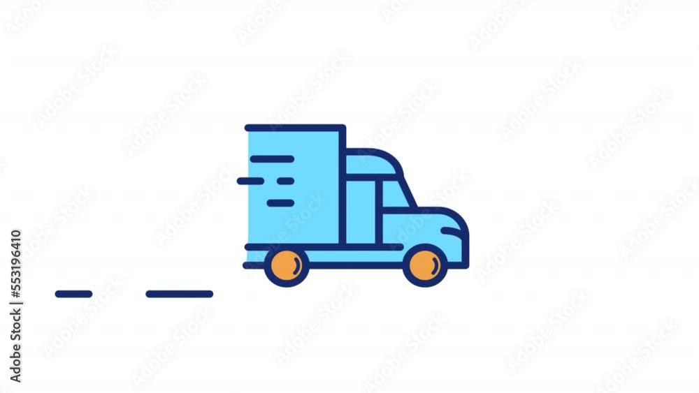 Animated moving truck color icon. Delivery service. Transportation ...