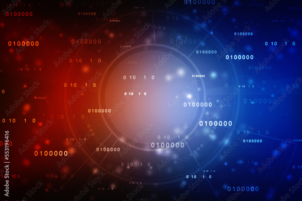 Binary Code Background, Digital Abstract technology background, flowing number one and zero text ...