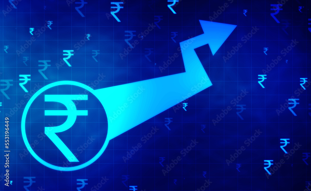Indian Rupee symbol on financial Background, Growth of Indian stock ...