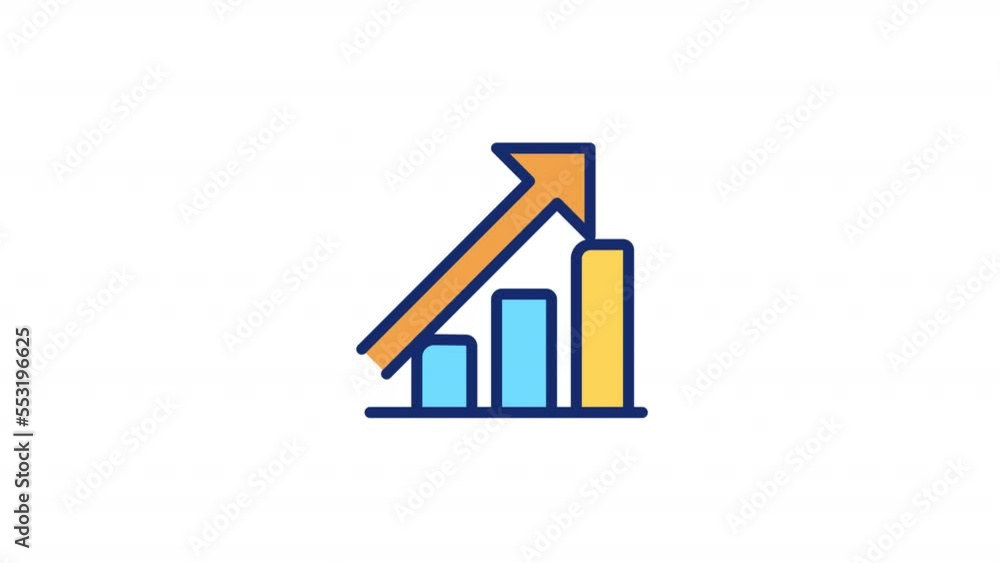 Animated statistic rise color icon. Business development. Financial ...