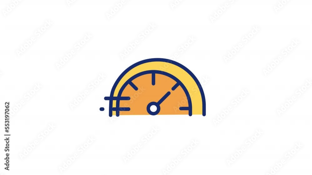 Animated speedometer color icon. Vehicle speed. Acceleration ...