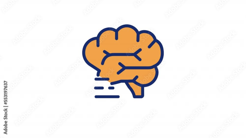 Animated brain activity color icon. Cognitive process. Human body organ ...