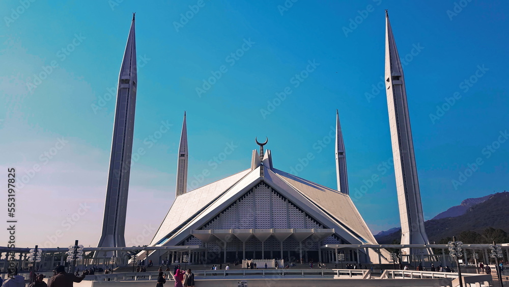 Faisal Mosque, Islamabad, Pakistan February, 05, 2019: Largest mosque ...