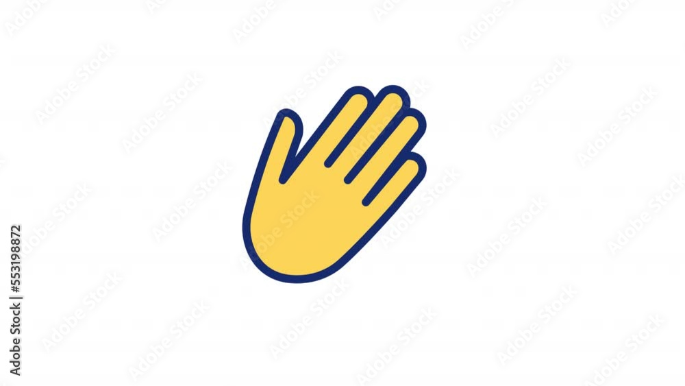 Animated waving hand color icon. Nonverbal communication. Greeting and ...