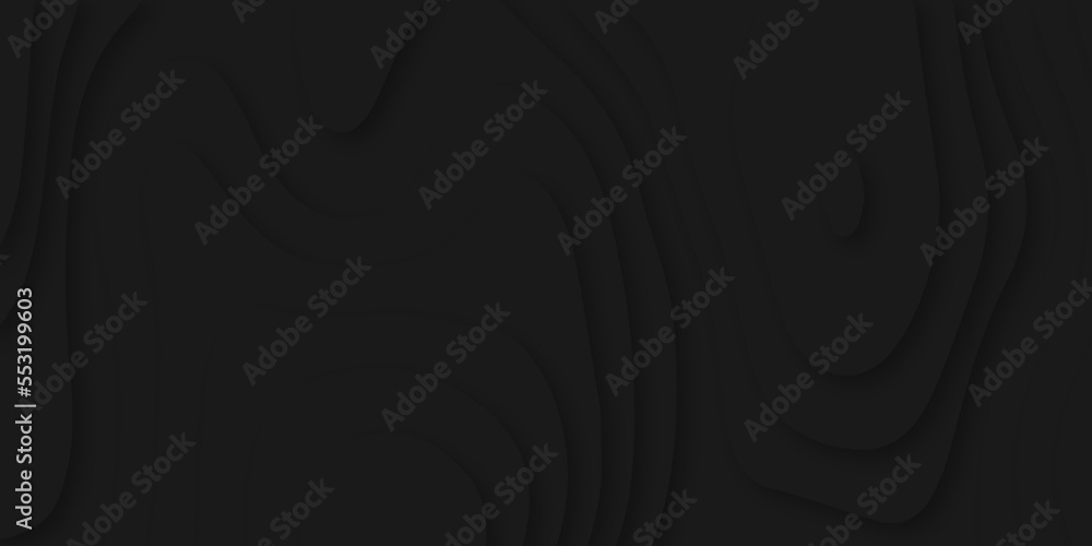 Geometric papercut black luxury background and elements, topography map ...