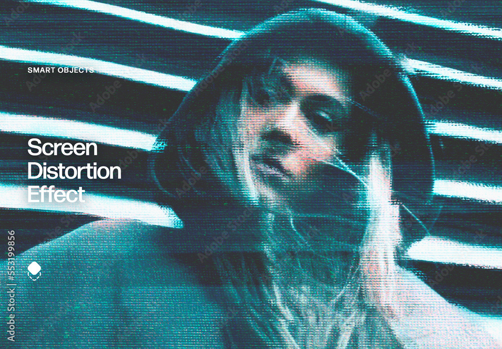 Screen Distortion Photo Effect Mockup Stock Template | Adobe Stock
