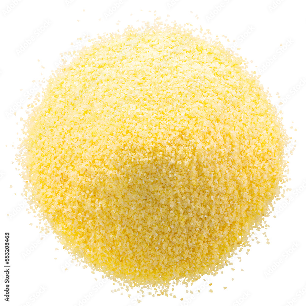 Pile of semolina, a coarse durum wheat flour, isolated, top view png Stock Photo | Adobe Stock